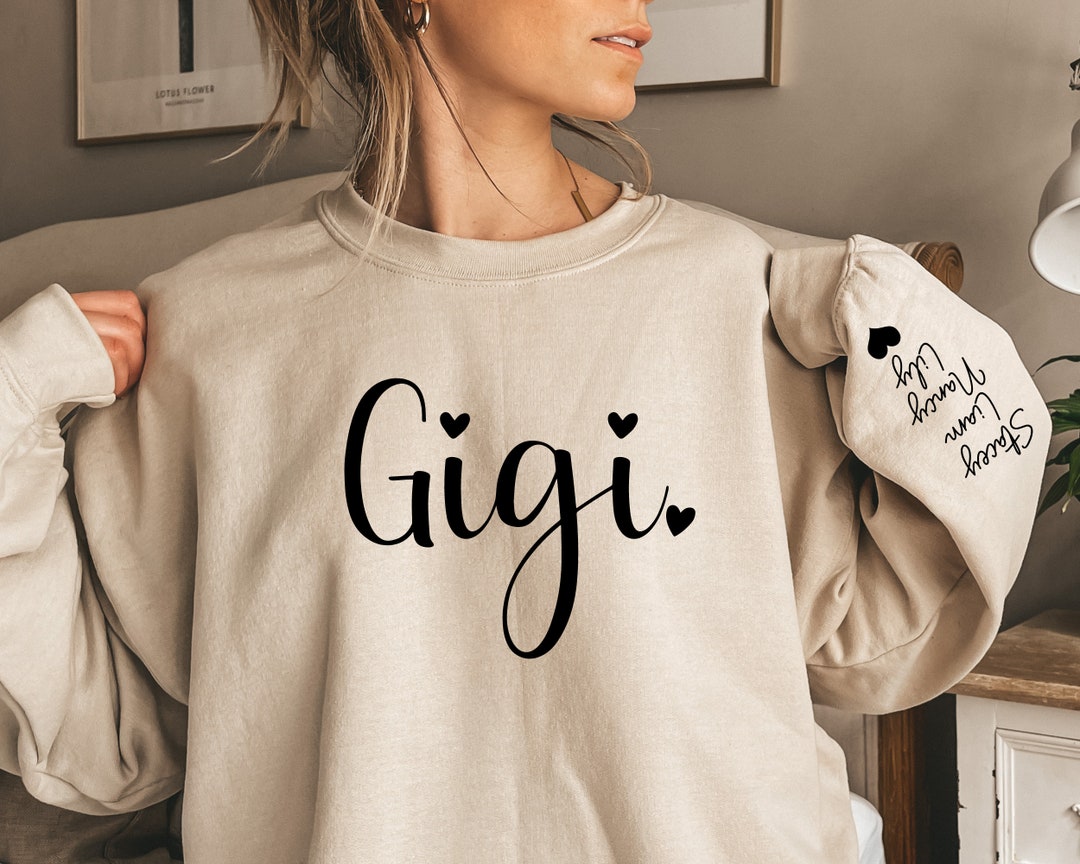 Custom Gigi Sweatshirt With Kids Names on Sleeve, Personalized Gigi ...