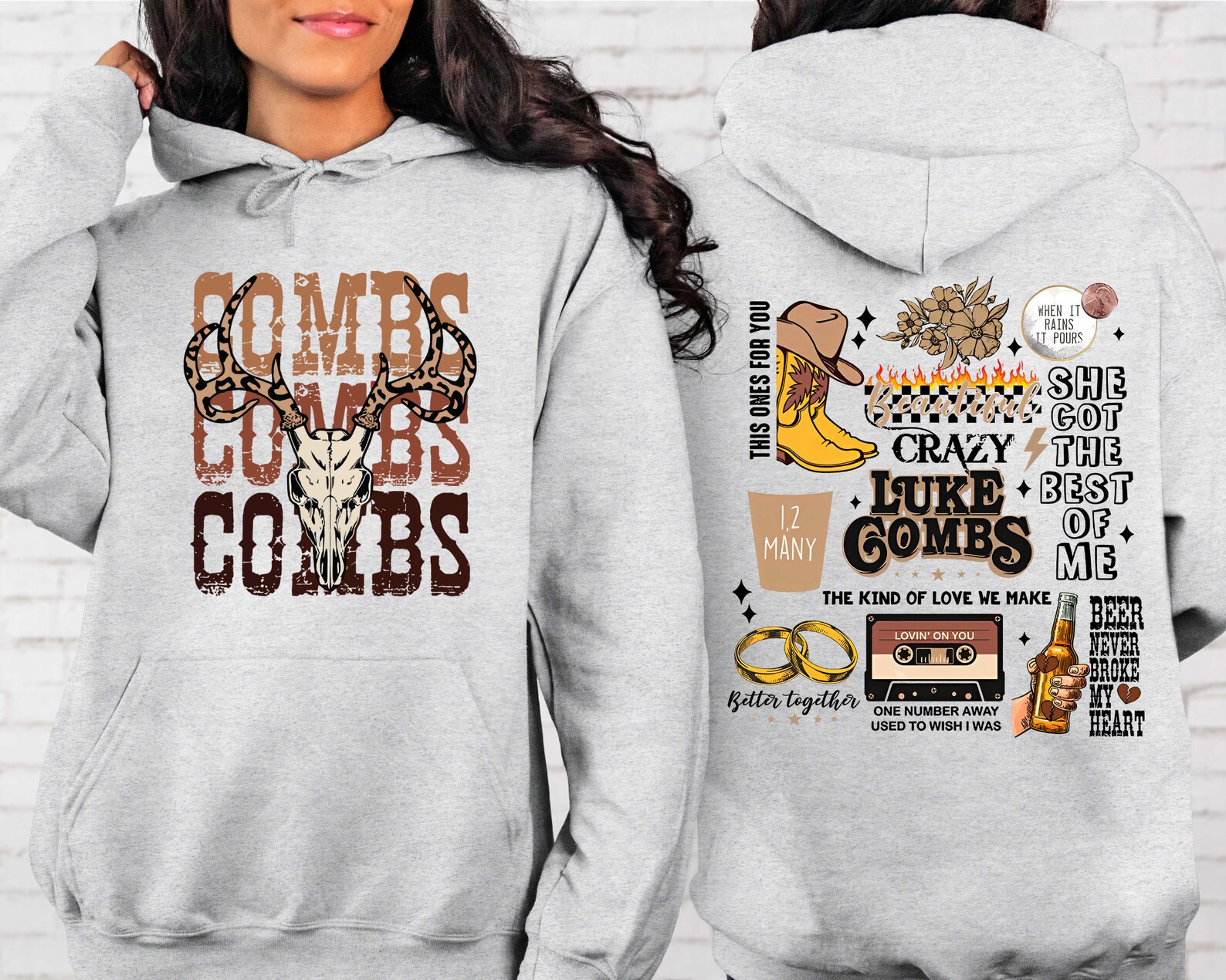 Combs Bullhead Sweatshirt & Hoodie, Two Side, Country Music Shirt, Luke ...