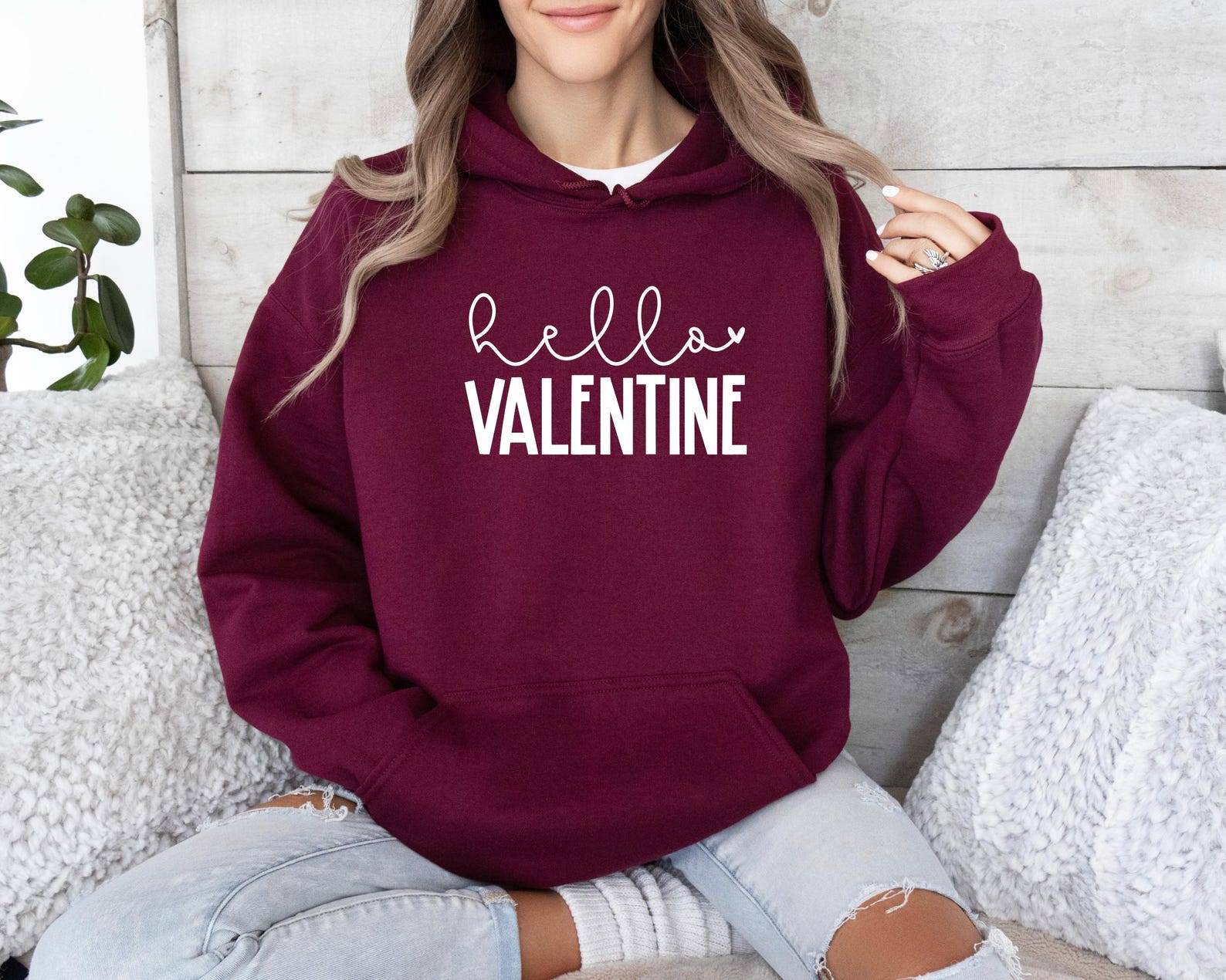 Hello Valentine Sweatshirt, Cute Valentine Sweater, Love Hoodie, Woman ...