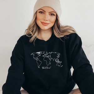 Travel Sweatshirt, World Map Hoodie, Travel Shirt, Gift for Travel ...