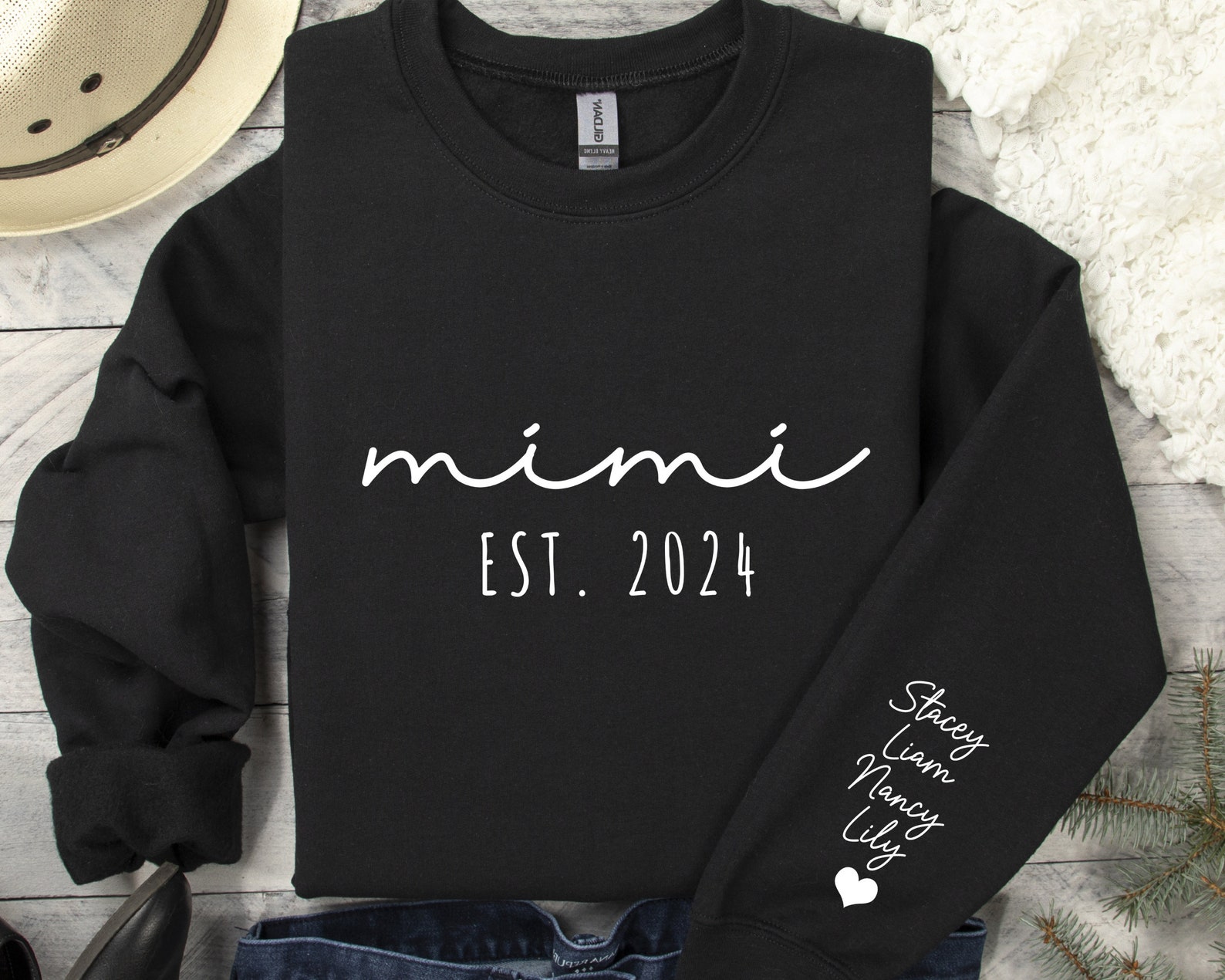 CUSTOM Mimi Est. Sweatshirt Sleeve, Mimi Sweater, Mimi Gift From ...