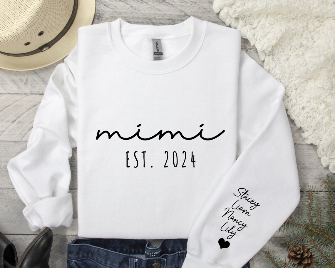 CUSTOM Mimi Est. Sweatshirt Sleeve, Mimi Sweater, Mimi Gift From ...