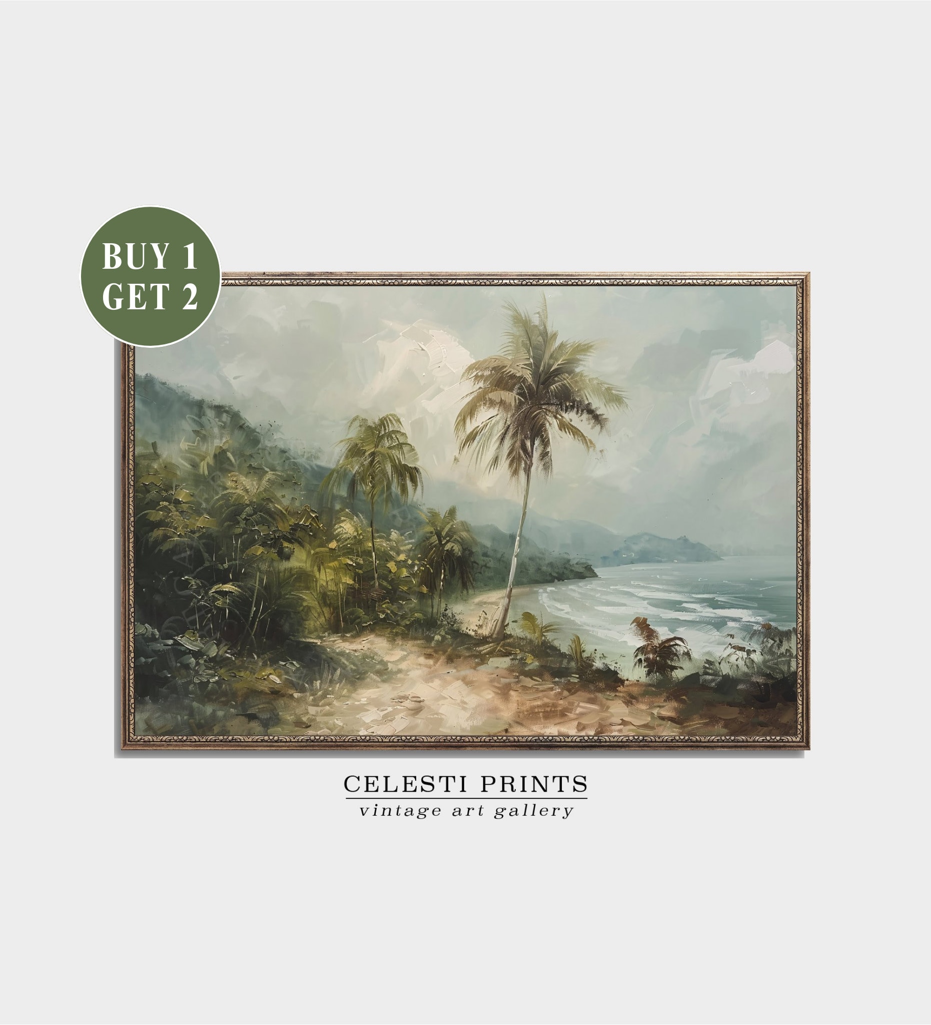 Palm Tree Painting, Jungle Nature, Greenery Wall Art, British Colonial ...