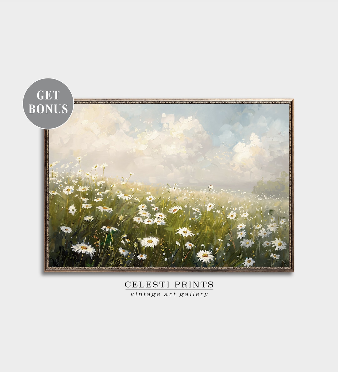 Daisy Field Print, Floral Painting Wall Art, Daisy Flowers, White Daisy ...
