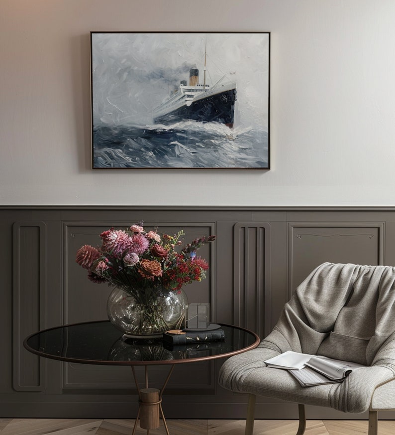 Titanic Wall Decor, RMS Titanic Painting Vintage, Cruise Ship Decor ...