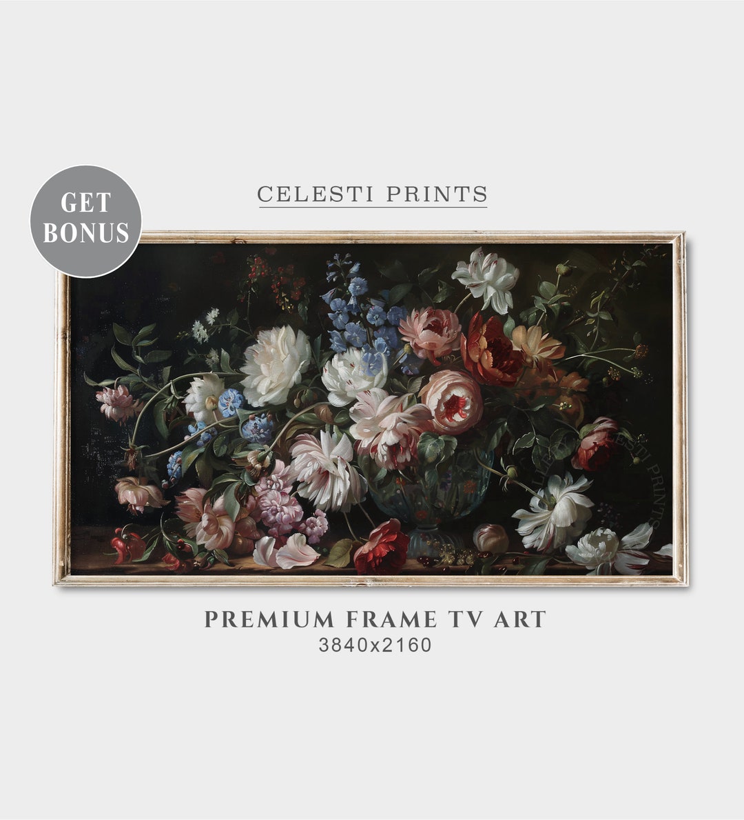 TV Art Still Life, Samsung Frame TV Art, Moody Floral Tv Background ...