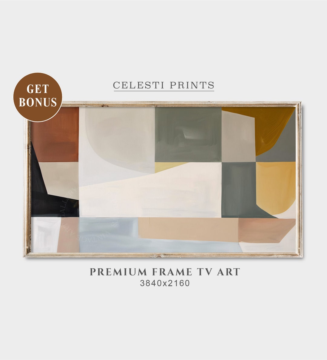 Modern Mid Century Frame Tv Art, Abstract Tv Art, TV Art Earth Tones ...