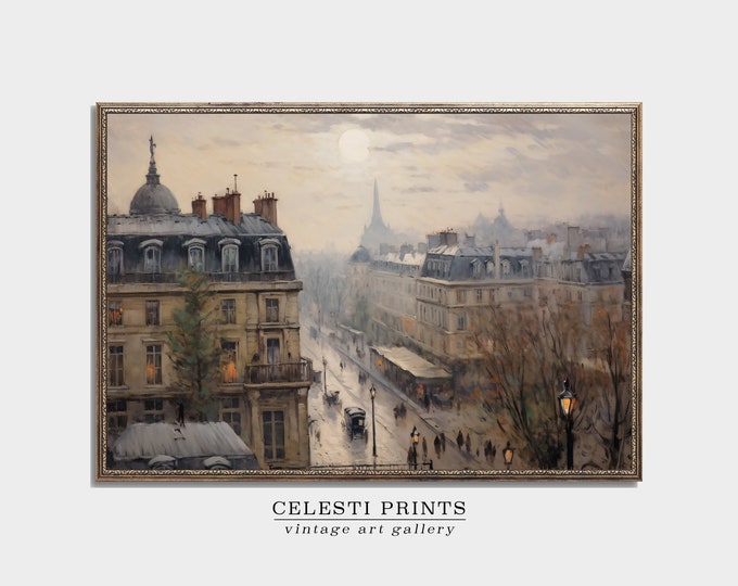 French Paris Antique Cityscape Painting | Vintage French Inspired Wall ...