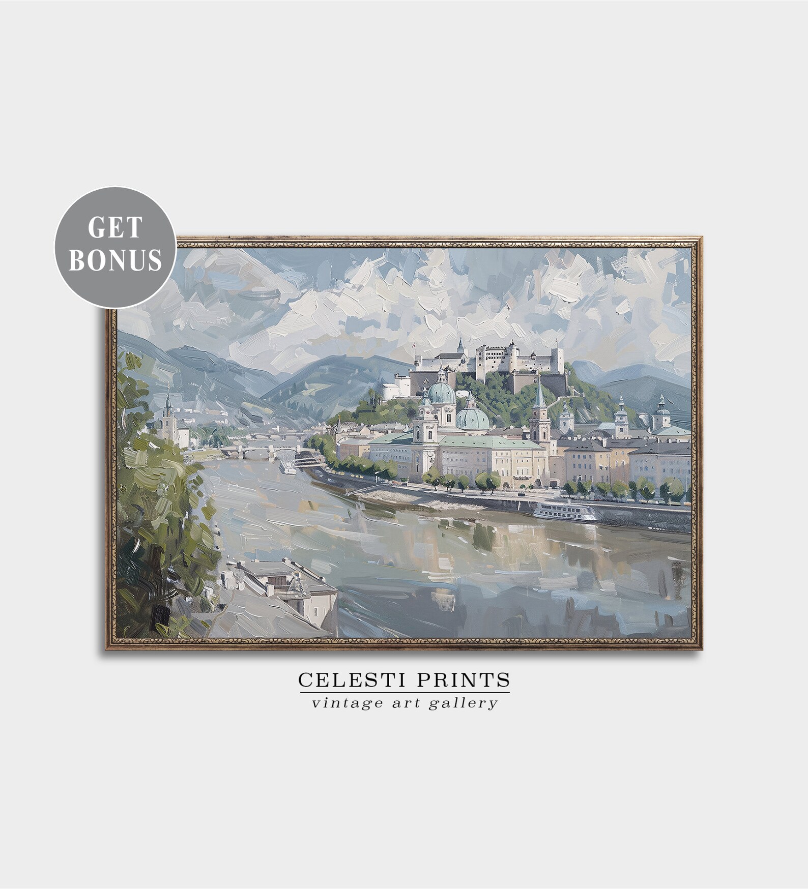 Salzburg Wall Decor, City Art Print, Austria Painting, Salzburg Wall ...