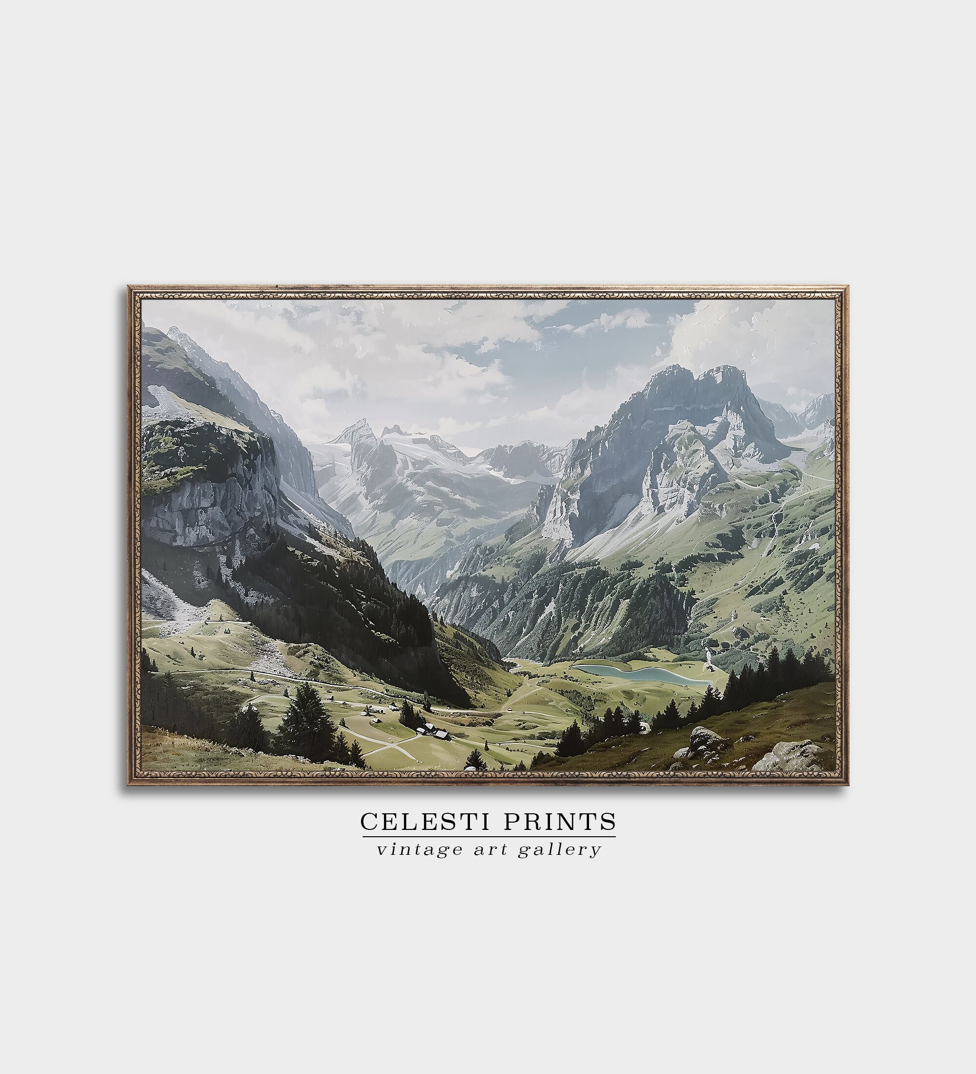Switzerland Painting, Alps Wall Art, Switzerland Wall Art, Vintage ...