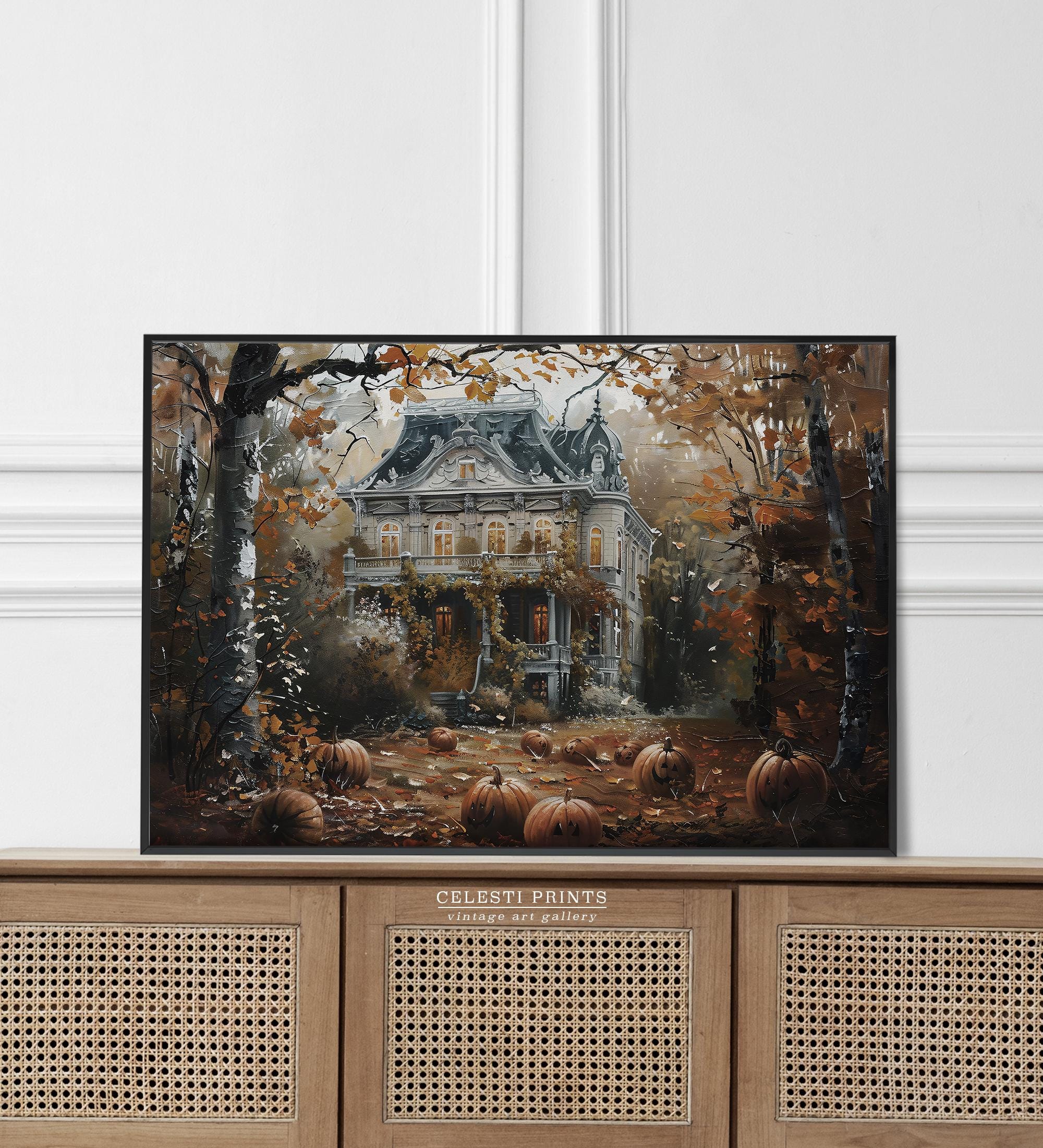 Rustic Villa Art, Halloween Yard Art, Haunted House Art, Country ...