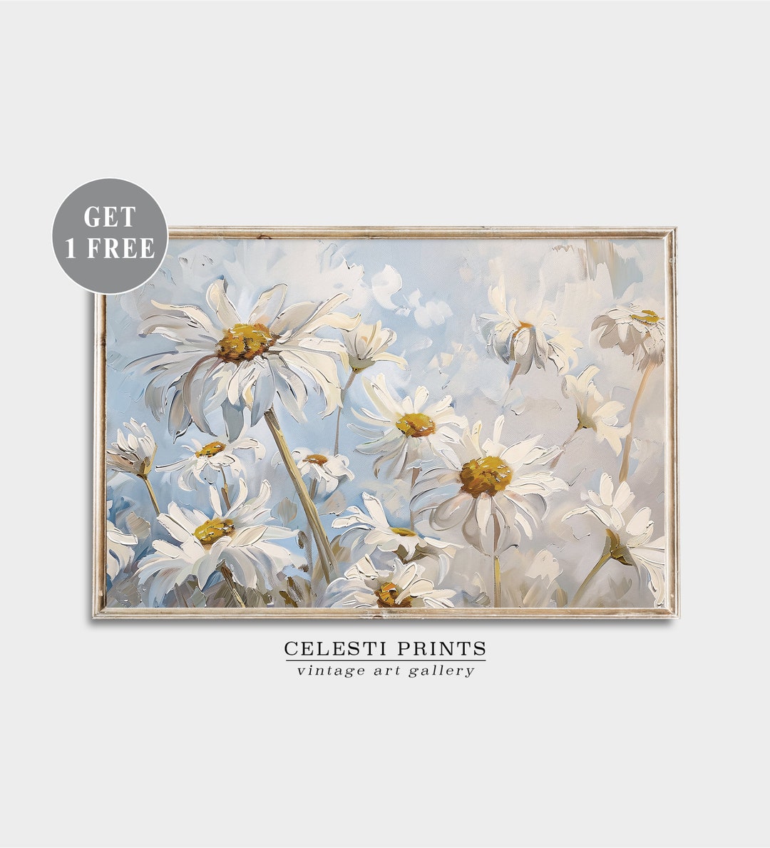 Daisies Wall Art, Floral Painting Wall Art, Daisy Flowers, White Daisy ...