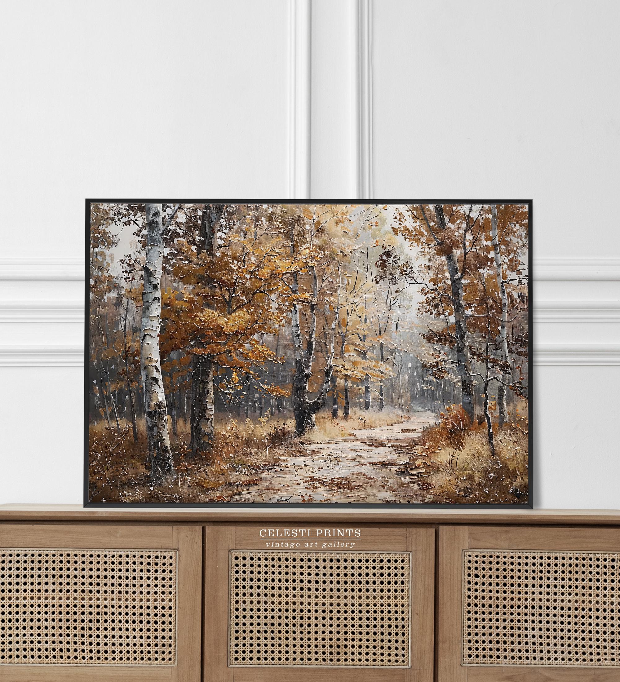 Autumn Forest Wall Art, Forest Path Art, Rustic Fall Decor, Autumn ...