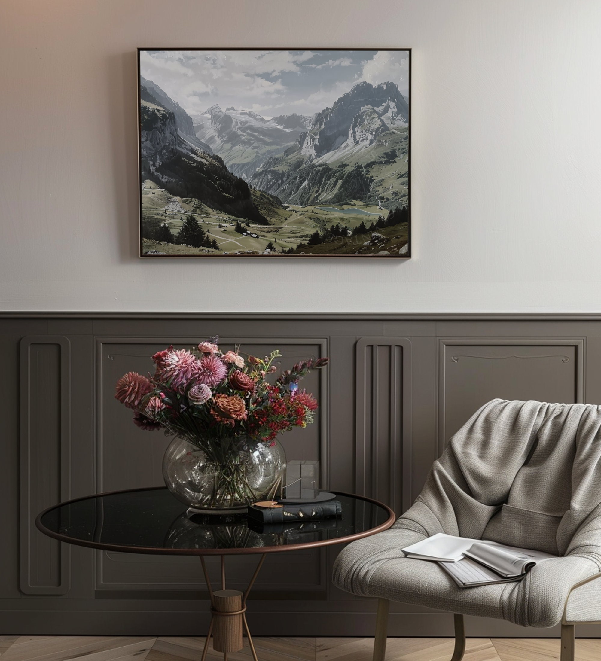 Switzerland Painting, Alps Wall Art, Switzerland Wall Art, Vintage ...