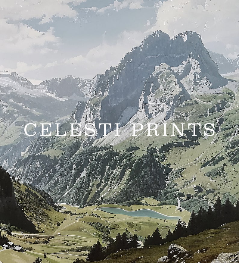 Switzerland Painting, Alps Wall Art, Switzerland Wall Art, Vintage ...
