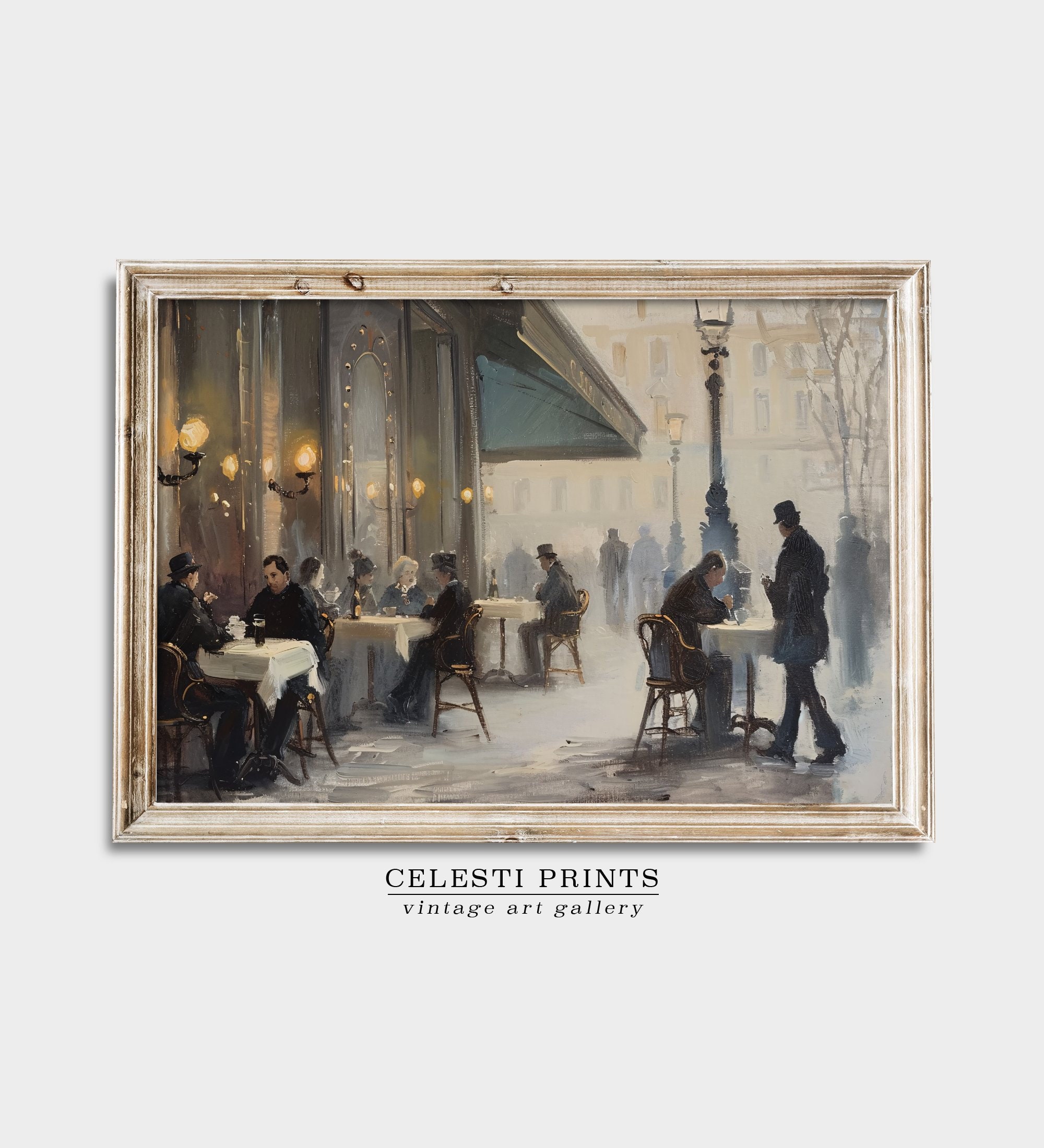 Cafe Painting Vintage, Paris Cafe Art, Paris Theme, Vintage Cafe Art ...