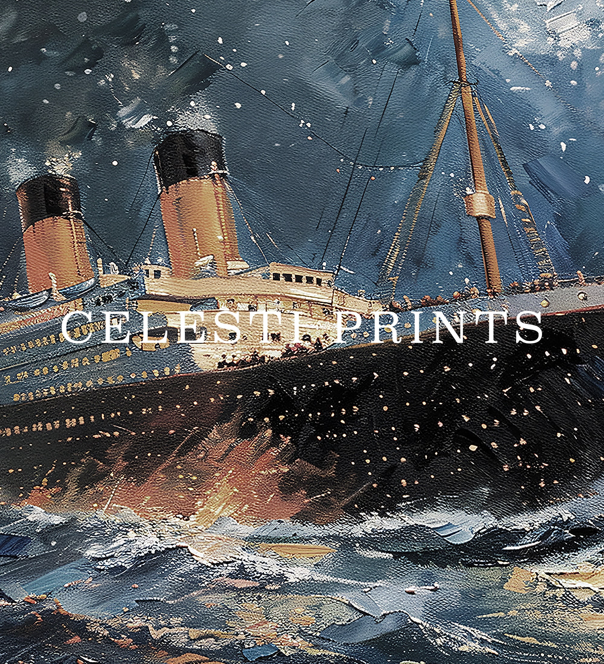 RMS Titanic at Night Painting Vintage, Cruise Ship Decor, Titanic Wall ...