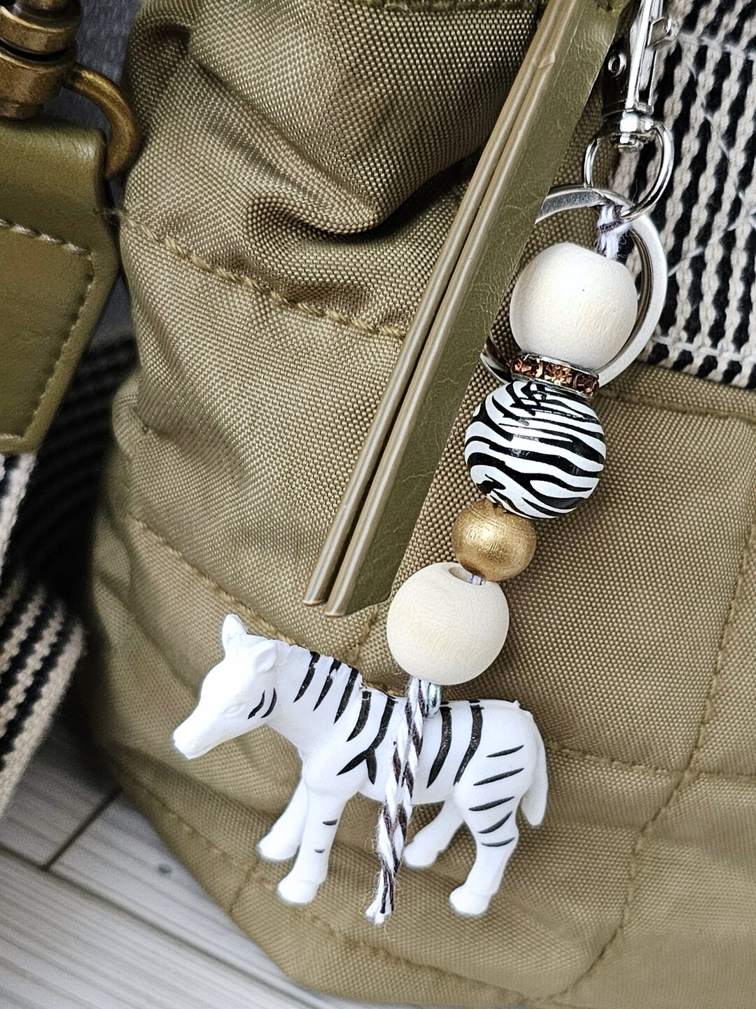 Zebra Bag Bling Keychain, Animal Purse Charm, Backpack Decor, Kawaii ...