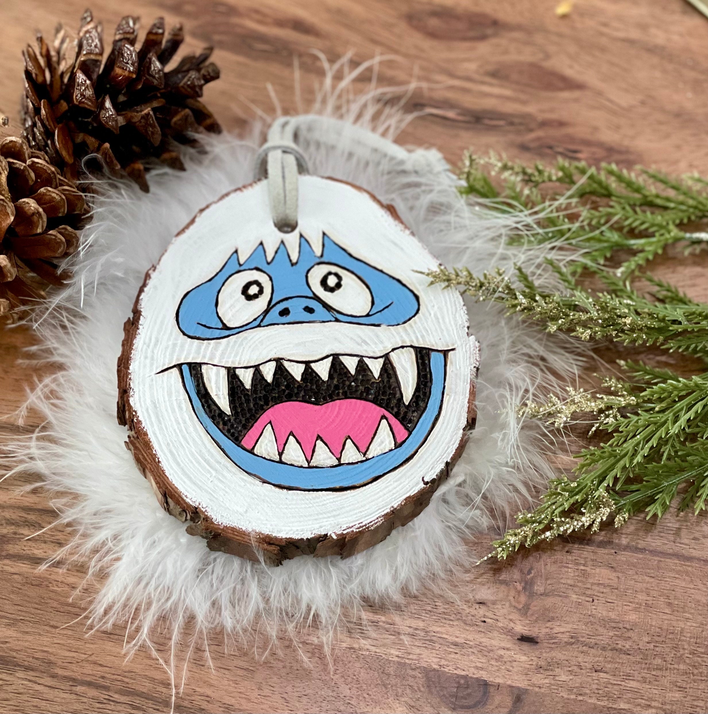 Wood Burned Abominable Snowman Bumble Ornament - Etsy