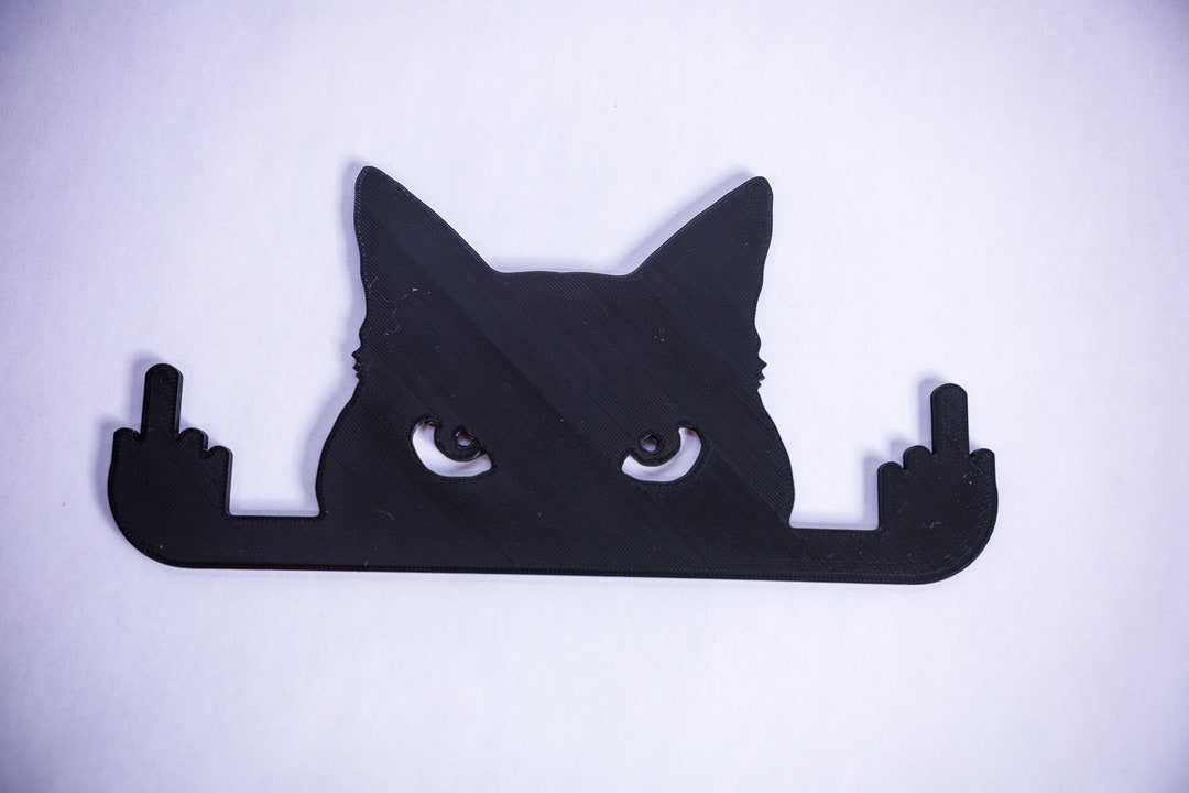Flat Cat Giving the Finger Over the Door or Window Display 3D Printed ...