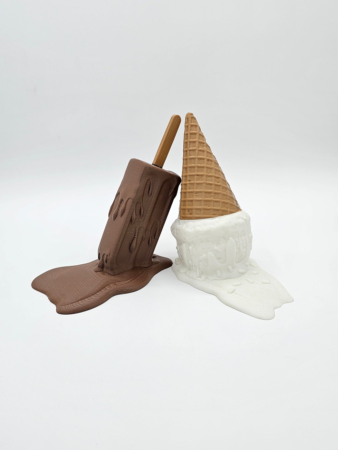 3D Printed Ice Cream Decor: Melting Popsicle & Cone Stopper - Etsy