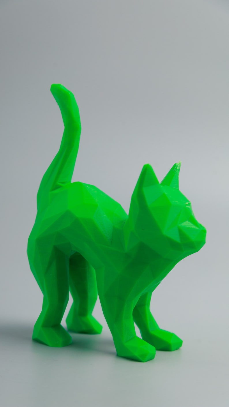 3D Printed Low Poly Cat Figurine: Customizable Colors - Etsy