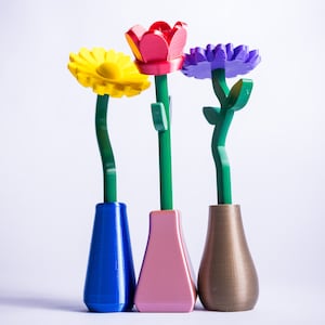 Set of 3 Very Pretty 3D Printed Flowers in Vases Includes All 3 Shown ...