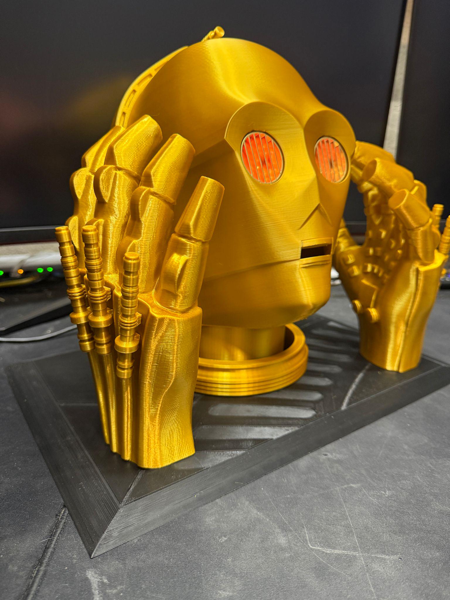 C-3PO Head and Hands – 3D Printed Light-up Star Wars Fan Art - Etsy