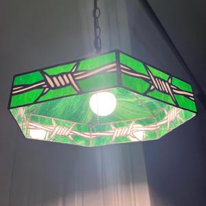 Stained Glass Lamp, Handmade Barbed Wire Lamp Shade, Plug in Ready ...