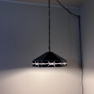 Stained Glass Lamp, Handmade Barbed Wire Lamp Shade, Plug in Ready ...