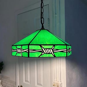 Stained Glass Lamp, Handmade Barbed Wire Lamp Shade, Plug in Ready ...