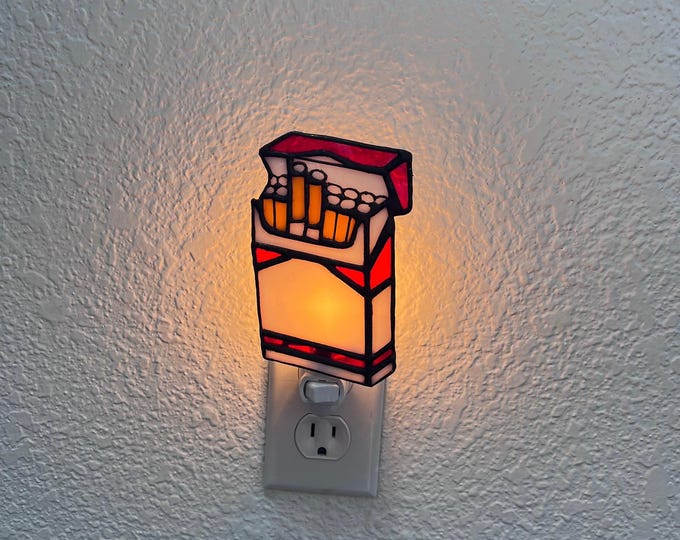 Loon Bird Stained Glass Night Light on Pond With Cattail Plant. - Etsy