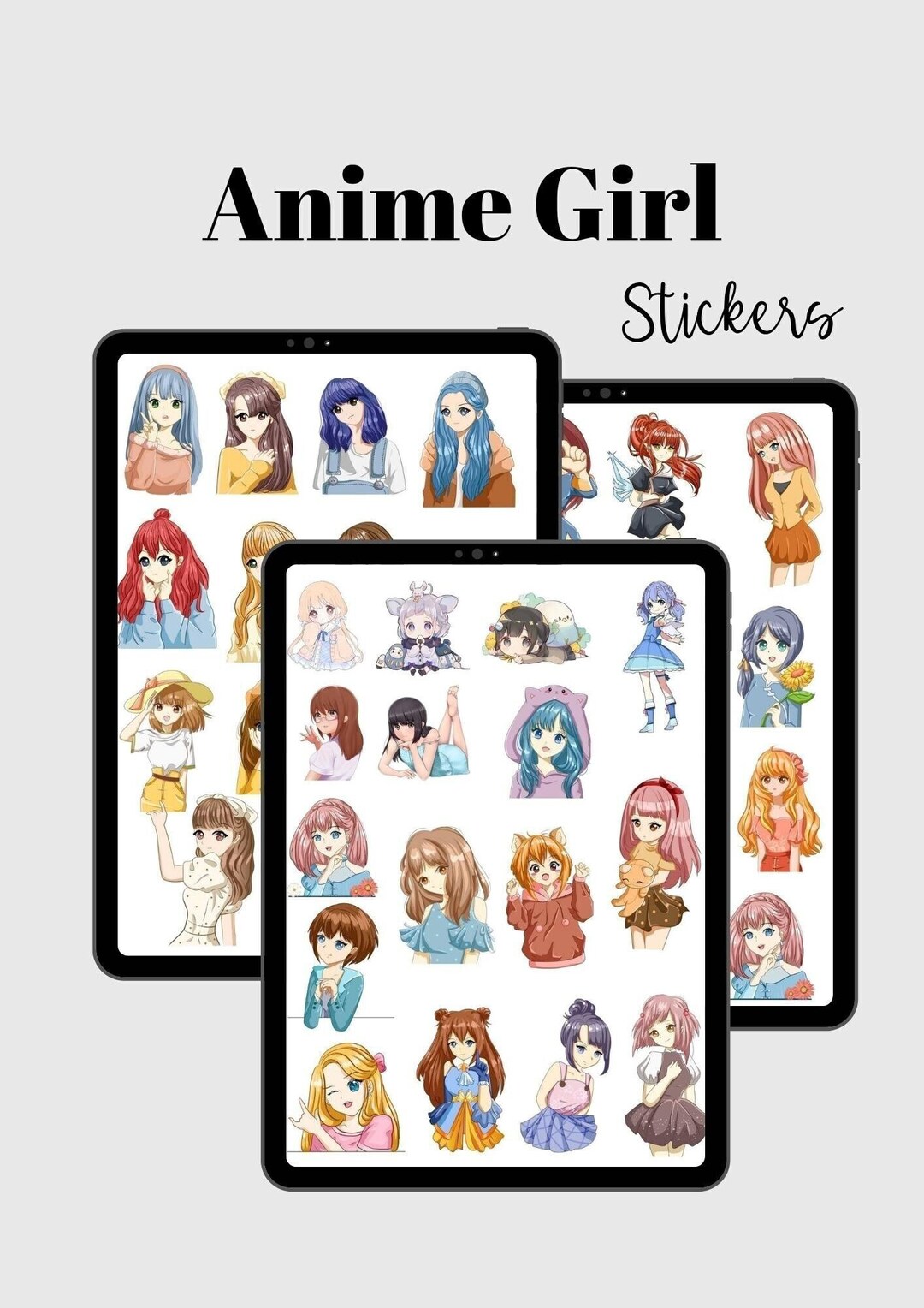 Anime Girl Stickers I Editable Anime Girl Sticker I Anime Svg I Anime I ...