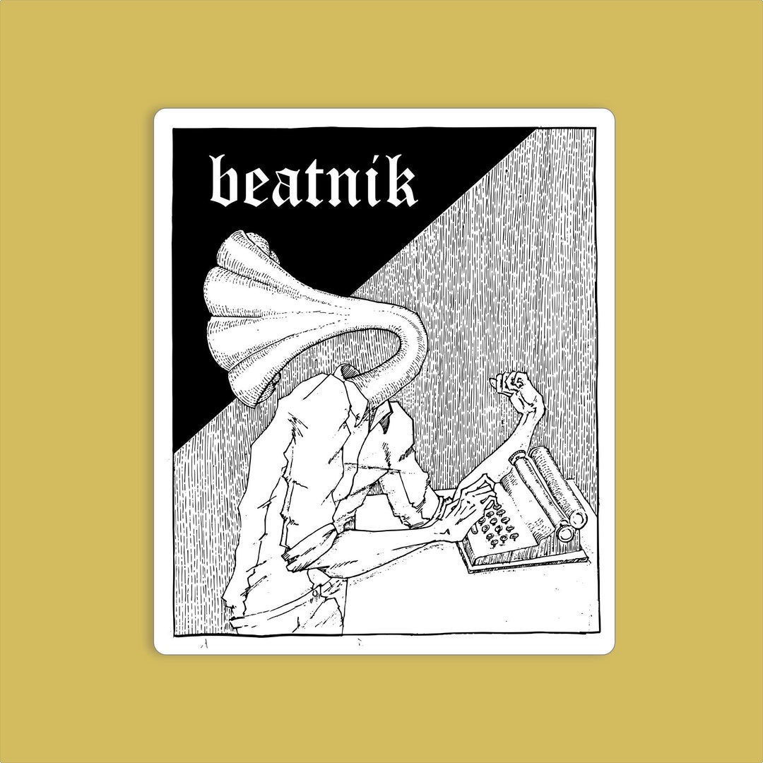 Beatnik Literary Book Lover Sticker Vintage Typewriter Classic ...