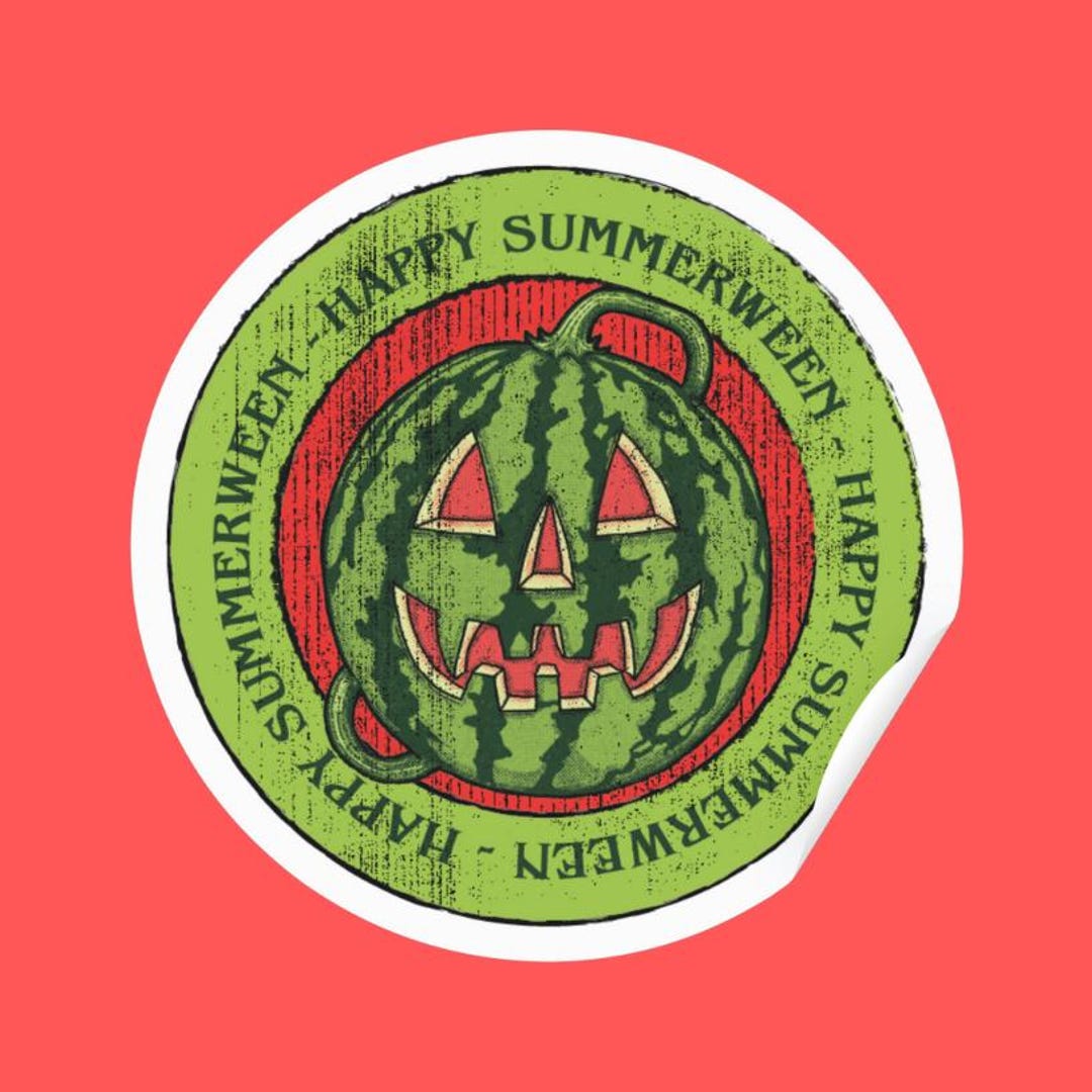 Happy Summerween Watermelon Jack O Lantern Spooky Summer Horror Sticker ...