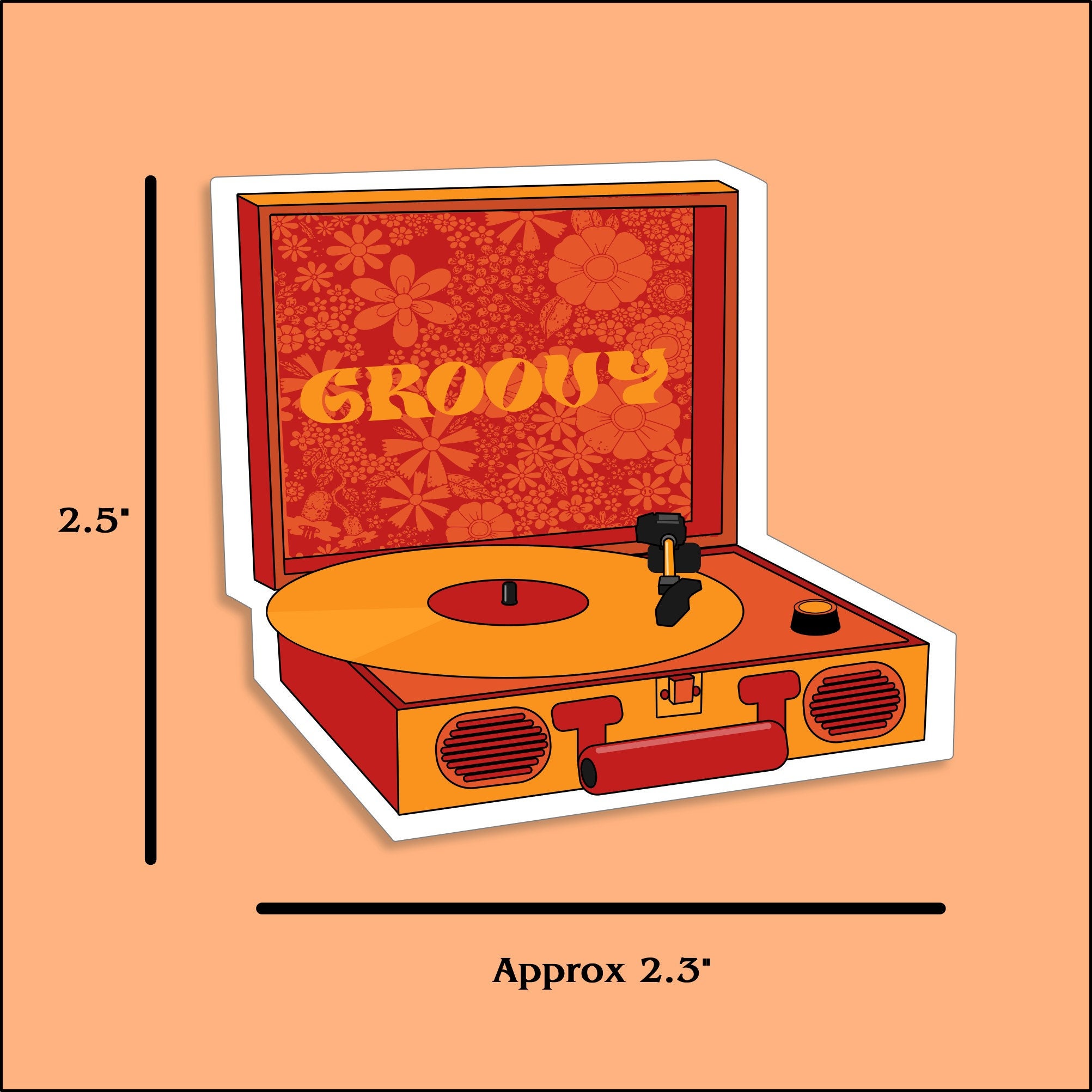 Groovy Retro Turntable Sticker Vintage Record Player Vinyl Lover ...