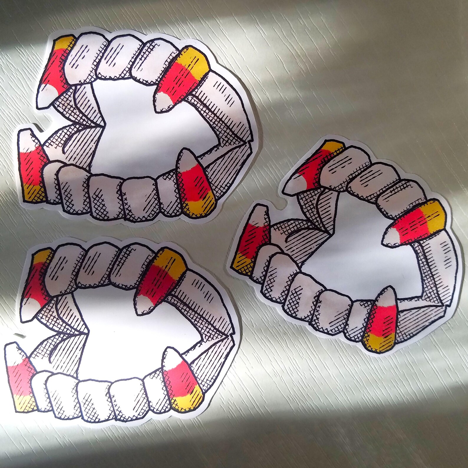 Candy Corn Vampire Fangs Halloween Sticker Diecut Laptop Decal Spooky ...