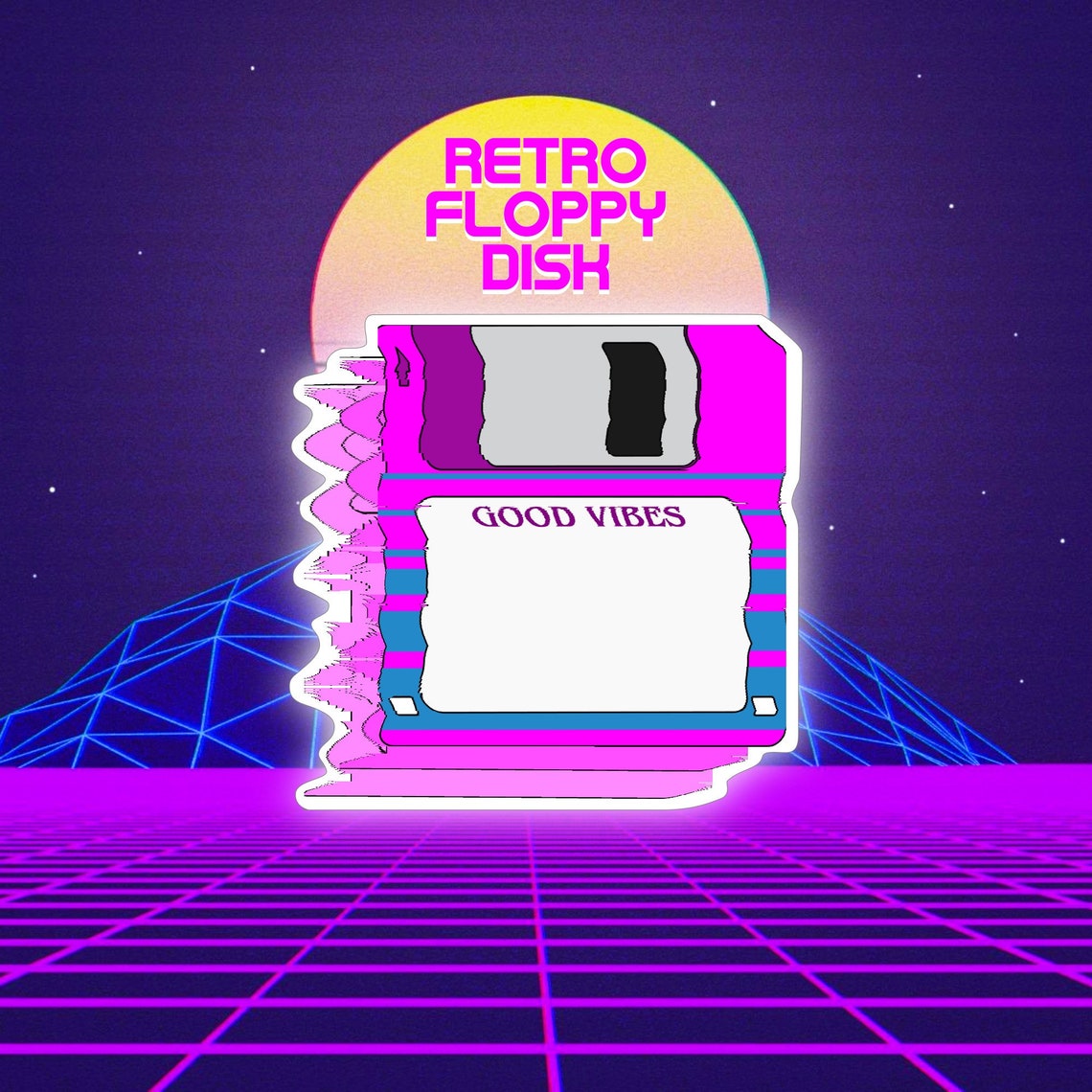 Retro Floppy Disk Sticker Vaporwave Tech Decal Good Vibes 80s - Etsy