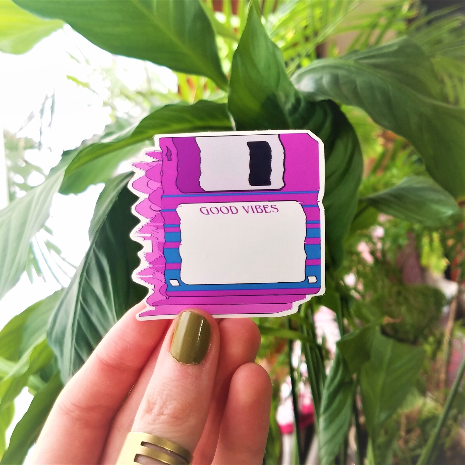 Retro Floppy Disk Sticker Vaporwave Tech Decal Good Vibes 80s - Etsy