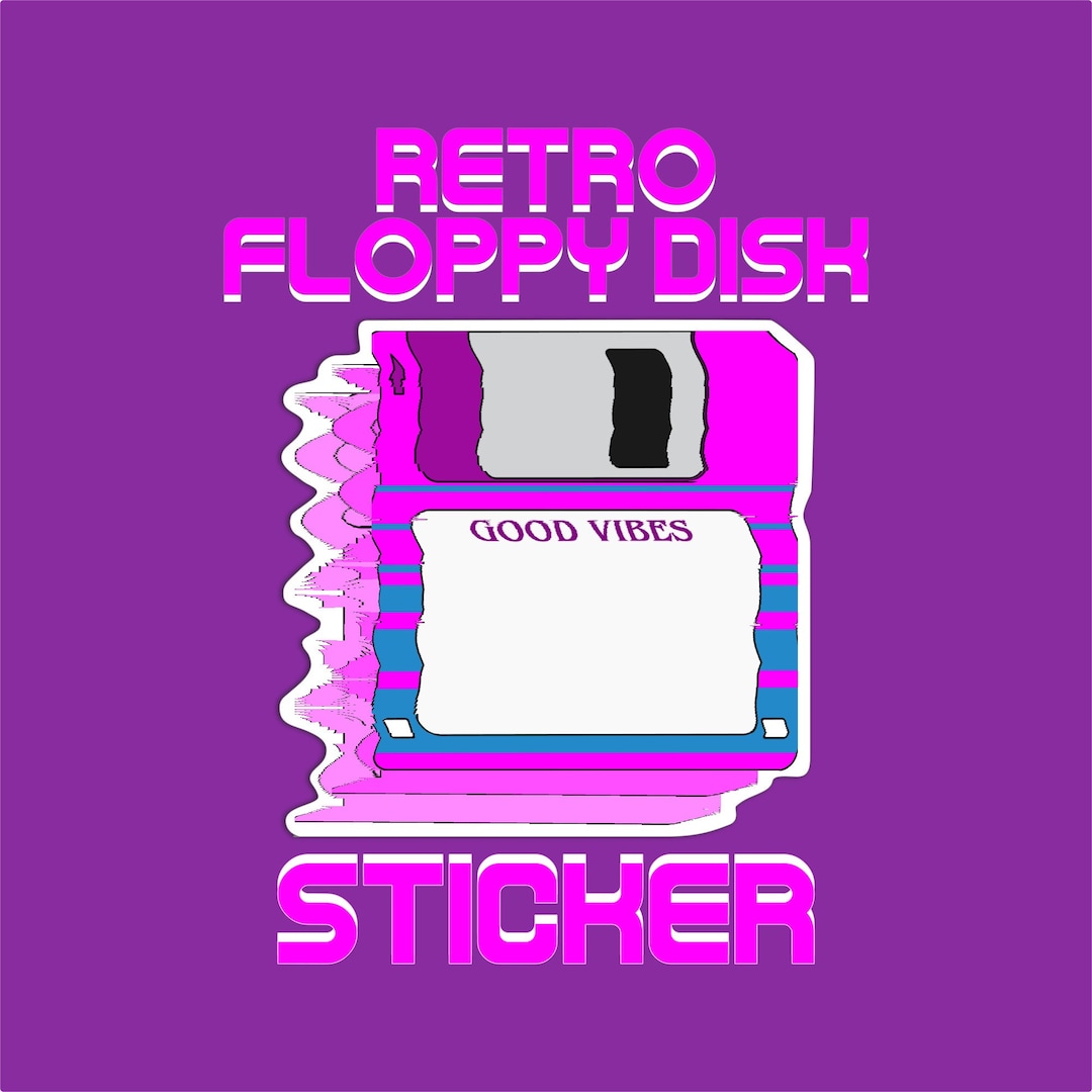 Retro Floppy Disk Sticker Vaporwave Tech Decal Good Vibes 80s Aesthetic ...