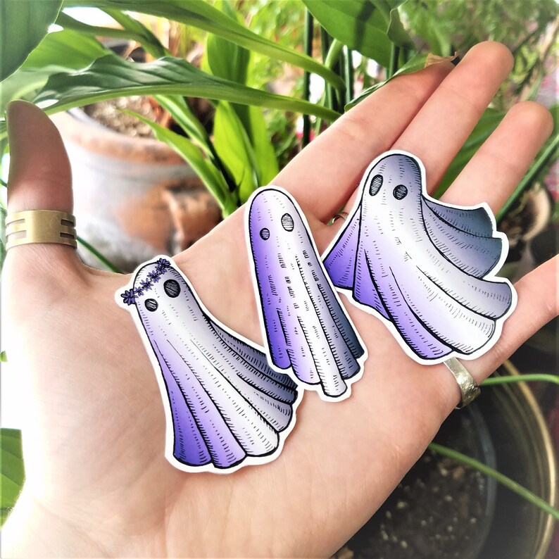 Asexual Pride Ghost Sticker Pack | Spooky Gift | Happy Ghouls Decal - Etsy