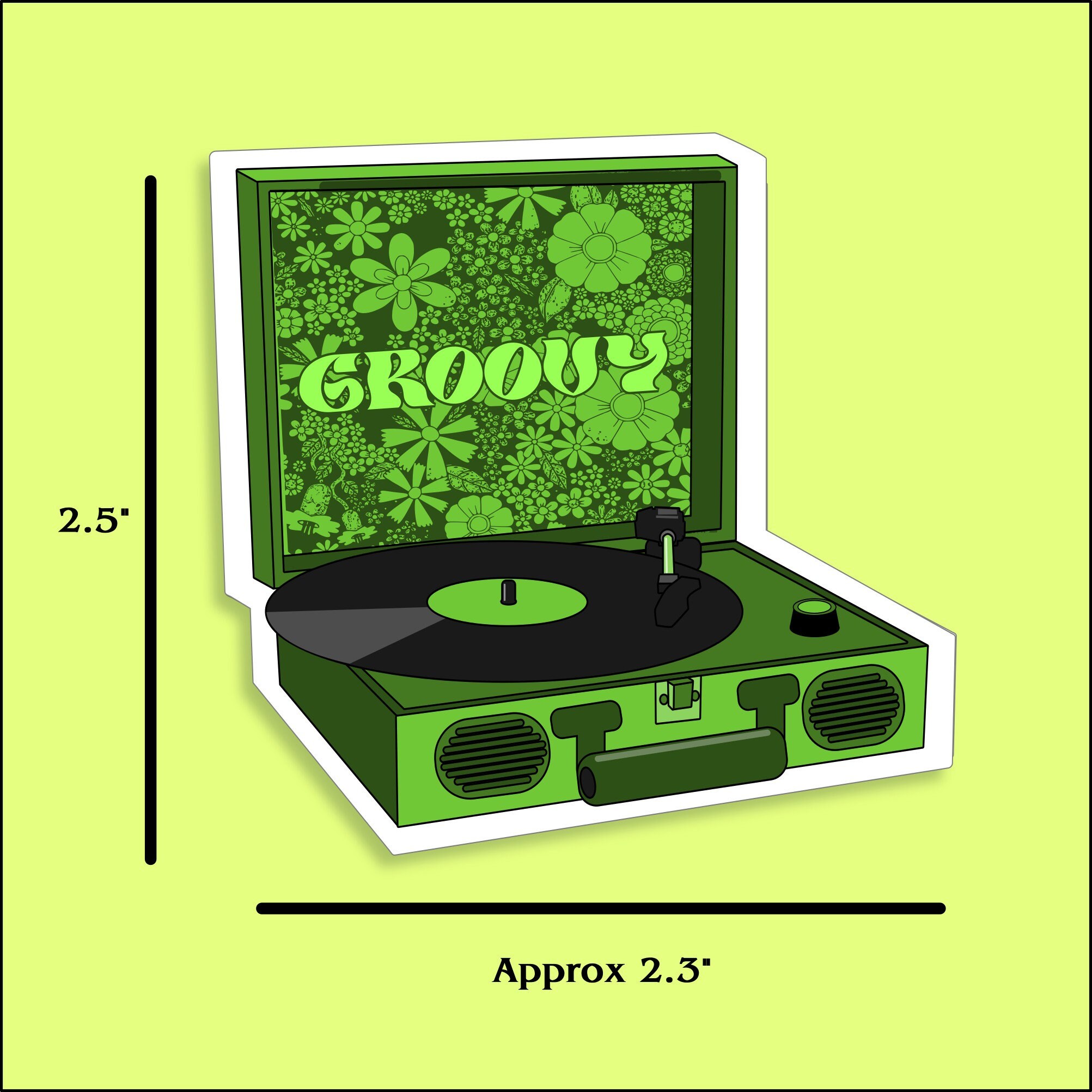 Groovy Retro Turntable Sticker Vintage Record Player Vinyl Lover ...