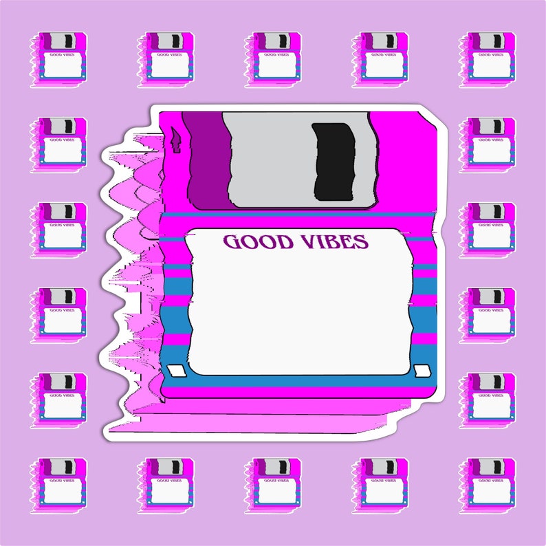 Retro Floppy Disk Sticker Vaporwave Tech Decal Good Vibes 80s - Etsy