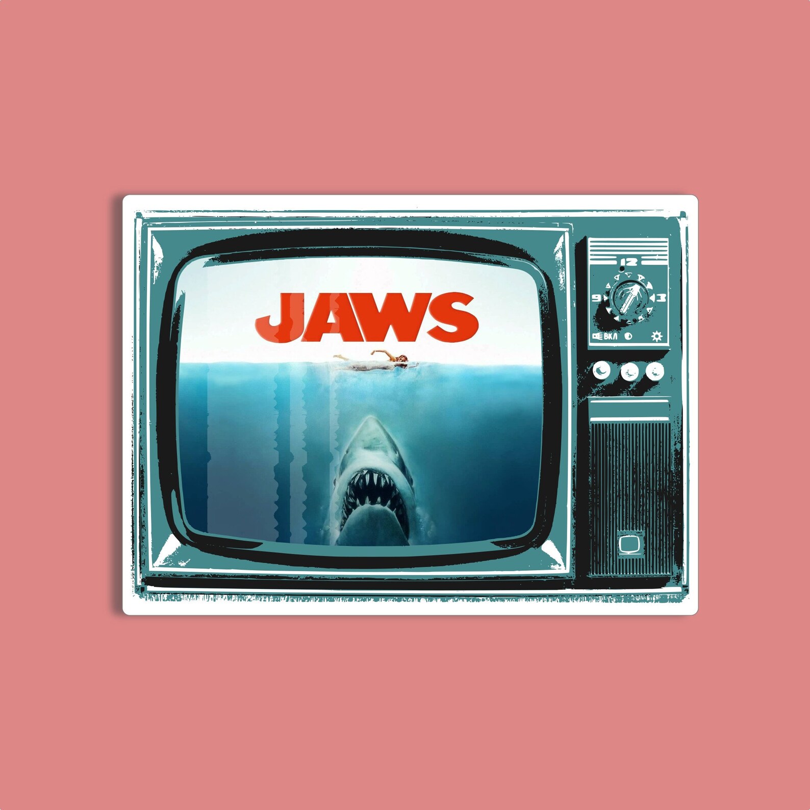 Vintage Horror Sticker Jaws Retro TV 80s Aesthetic Laptop Decal - Etsy