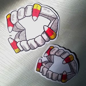 Candy Corn Vampire Fangs Halloween Sticker Diecut Laptop Decal Spooky ...