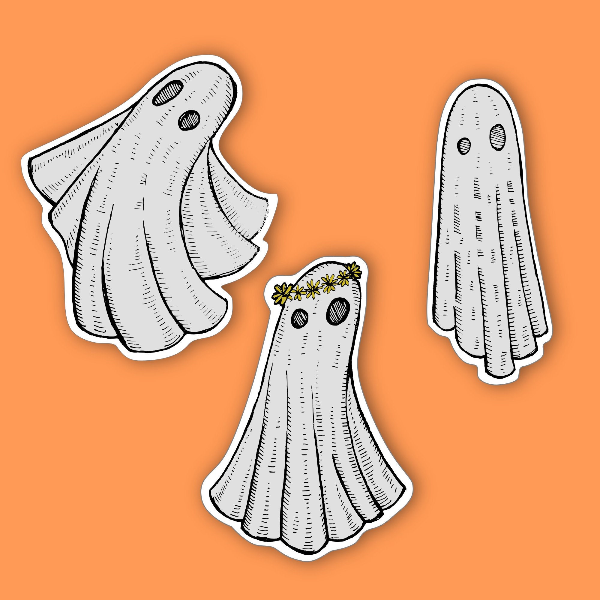 Cute Ghost Sticker Pack Spooky Gift Happy Ghouls Laptop Decal - Etsy