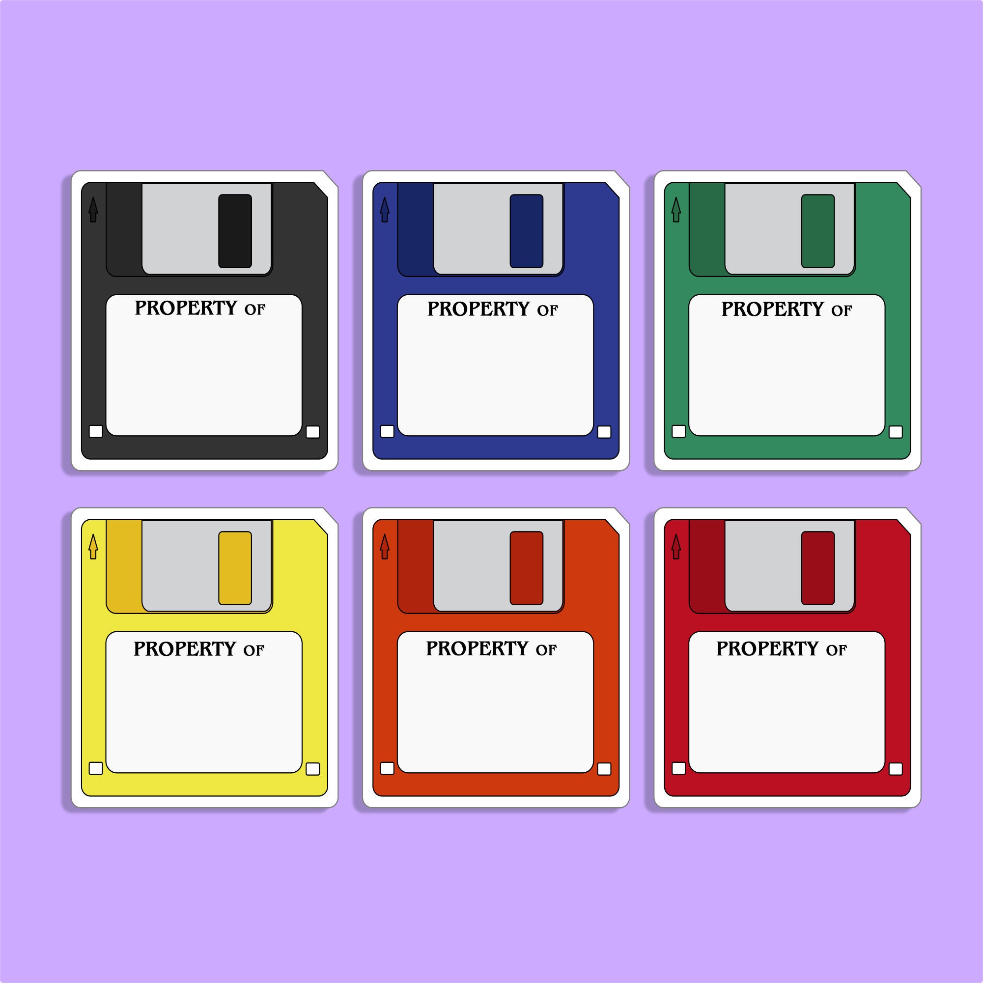 Custom Name Label Floppy Disk Retro Sticker 80s Aesthetic Sticker Name ...