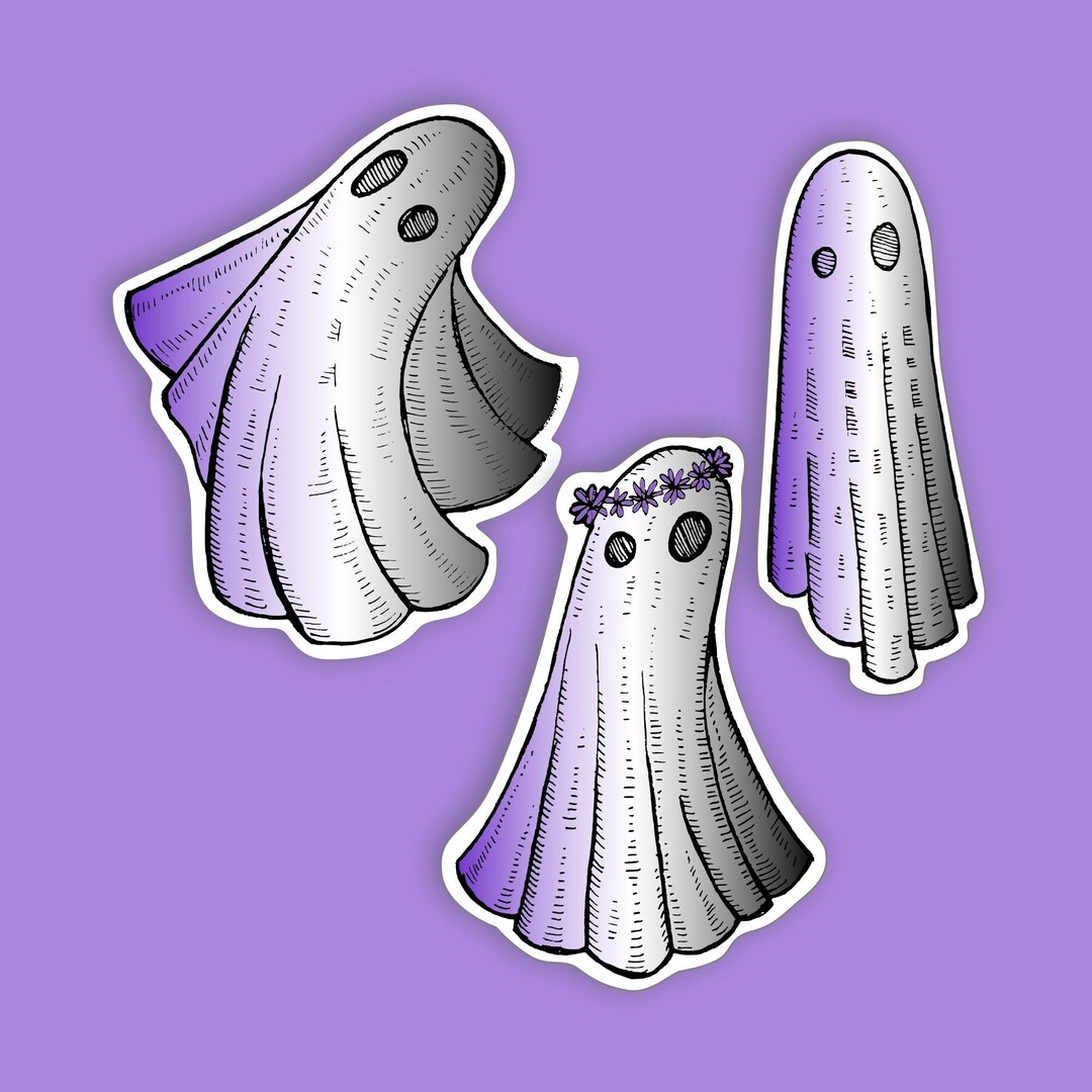 Asexual Pride Ghost Sticker Pack | Spooky Gift | Happy Ghouls Decal - Etsy