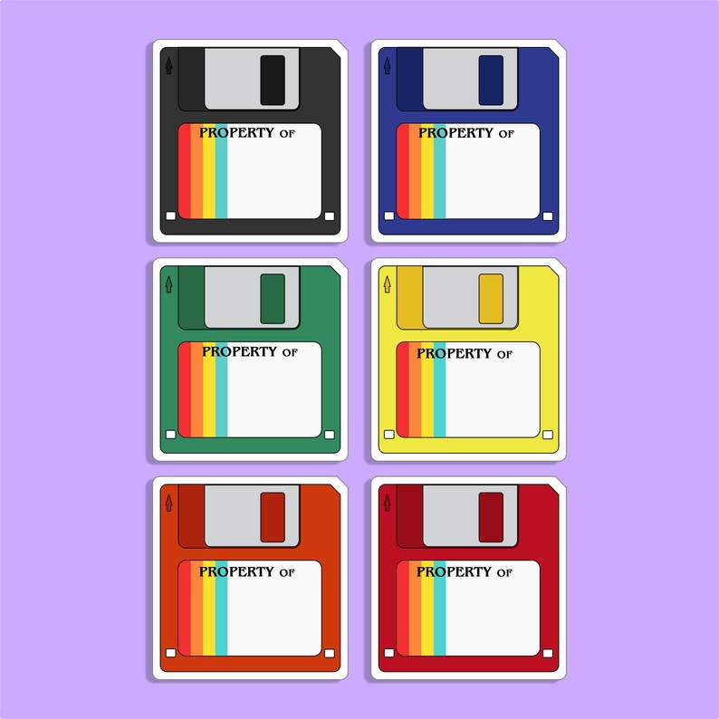 Custom Name Label Floppy Disk Retro Sticker 80s Aesthetic Sticker Name ...
