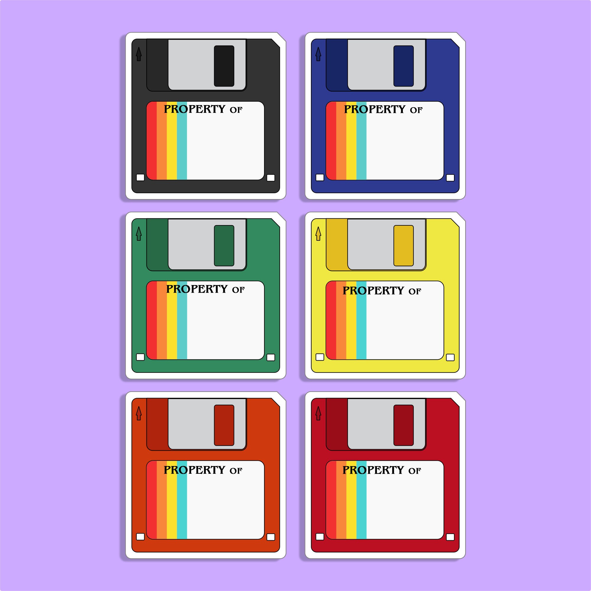 Custom Name Label Floppy Disk Retro Sticker 80s Aesthetic Sticker Name ...